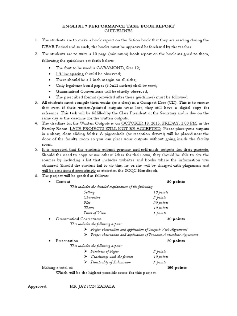 English 7 Performance Task GUIDELINES | PDF | Science | Technology ...