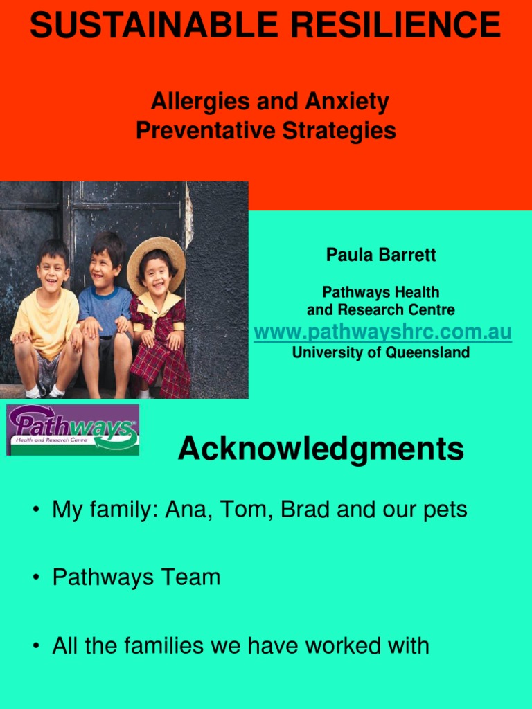 Paula Barrett Research About Allergy and Anxiety | PDF | Psychological ...