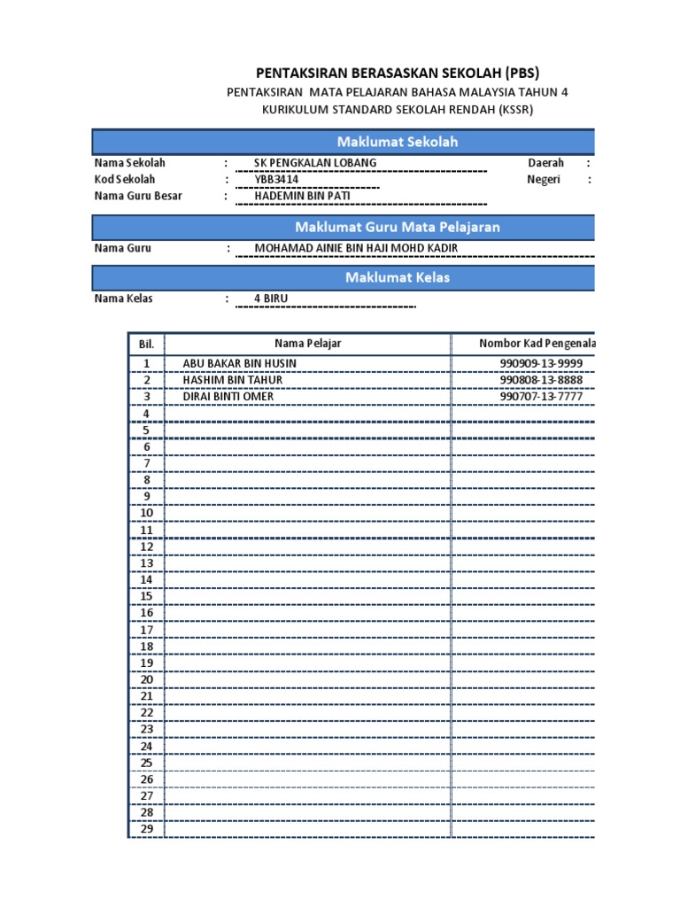 Pelaporan PBS BM Tahun 4 | PDF