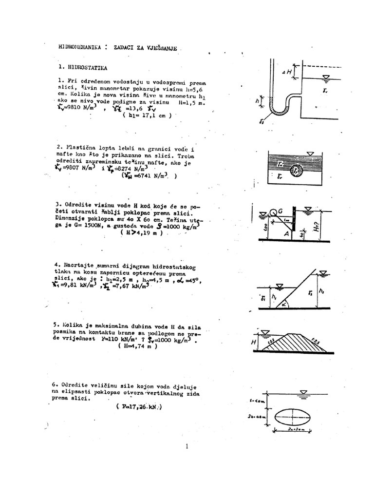 Zadaci Za Vjezbe Hidromehanika | PDF