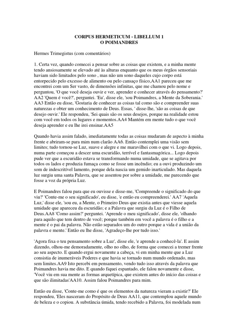 Poimandres | PDF | Pensamento | Mente