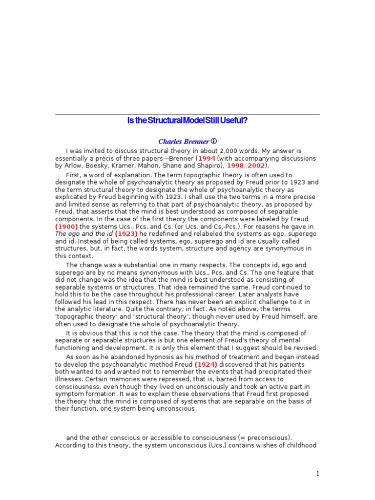 Brenner - Structural Model Still Useful | PDF | Id | Sigmund Freud