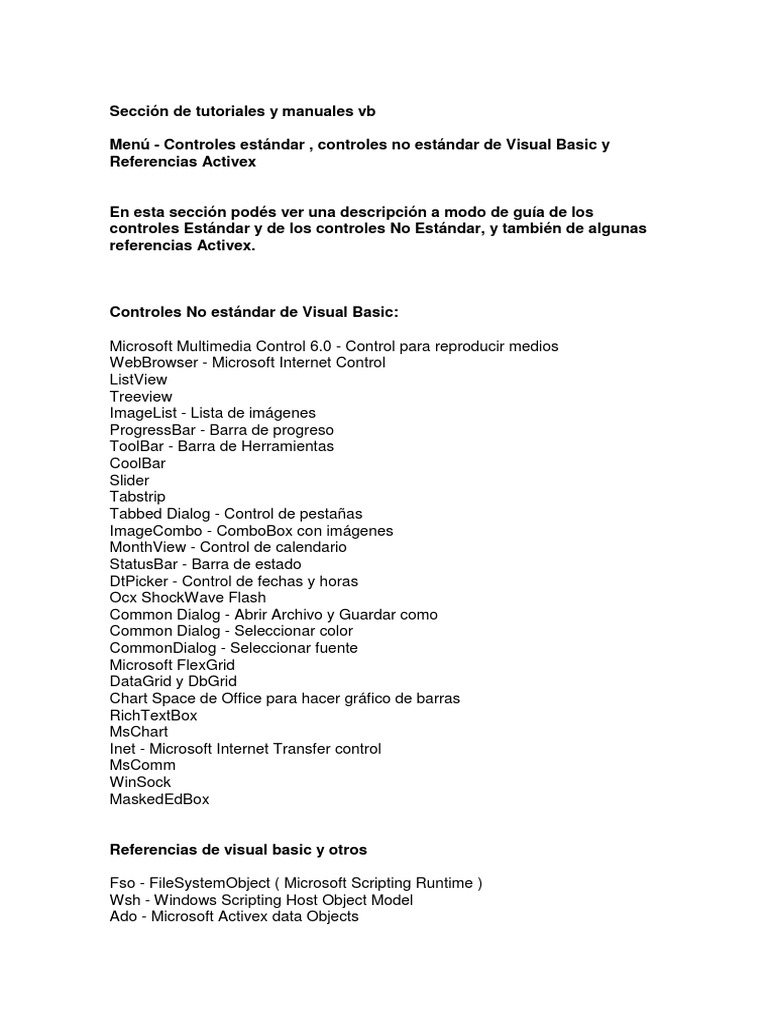 Guía de Controles en Visual Basic | PDF | Ventana (informática ...