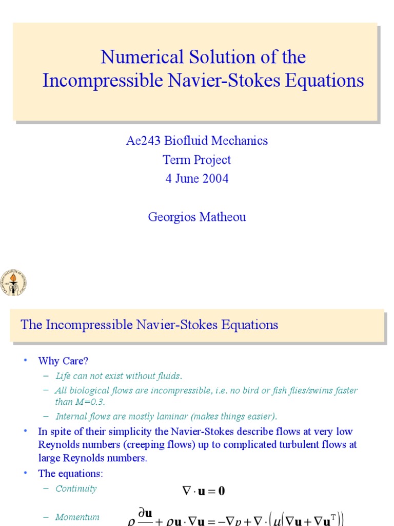Numerical Solution of The Incompressible Navier-Stokes Equations | PDF ...
