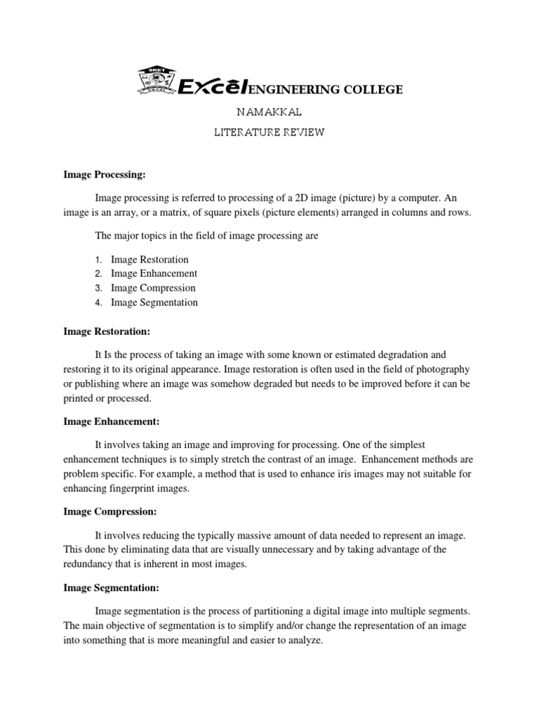 Image Processing Litreature Survey | PDF | Image Segmentation ...