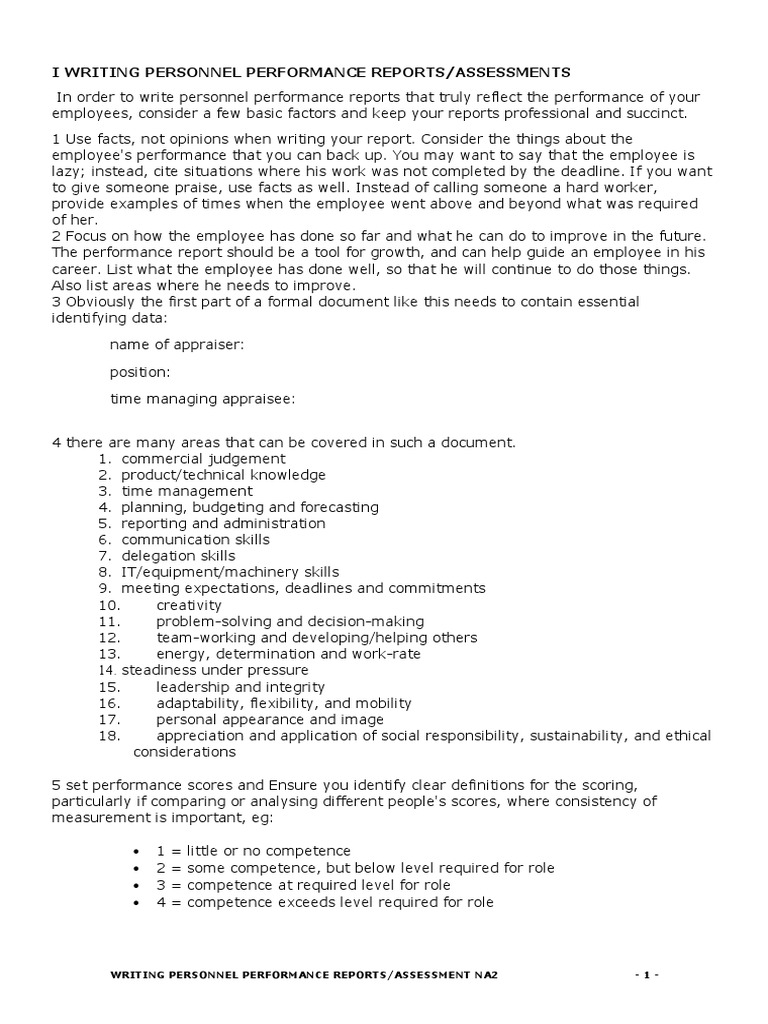 Personnel Performance Reports | PDF | Goal | Competence (Human Resources)