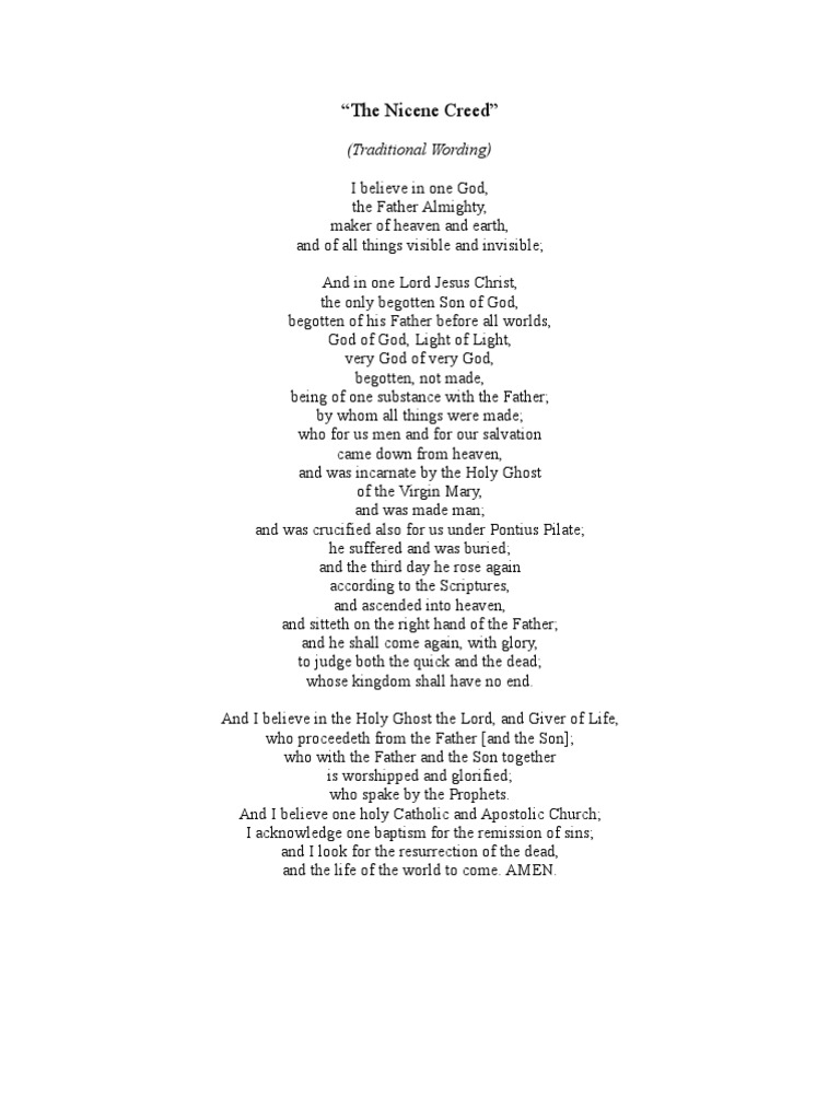 The Nicene Creed | PDF | God The Father | Glory (Religion)