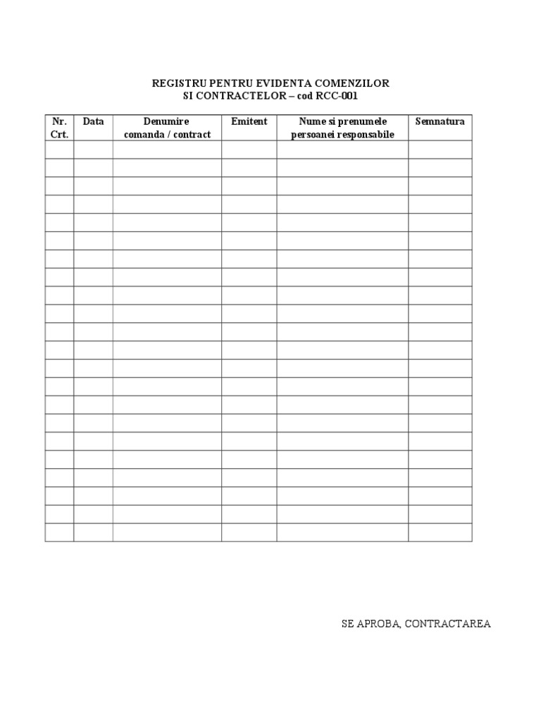 Registru Pentru Evidenta Comenzilor | PDF