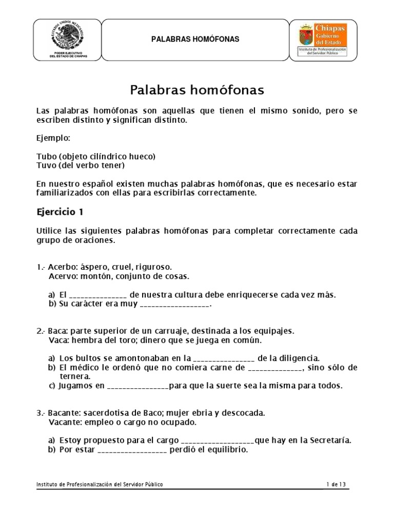 Las palabras homófonas