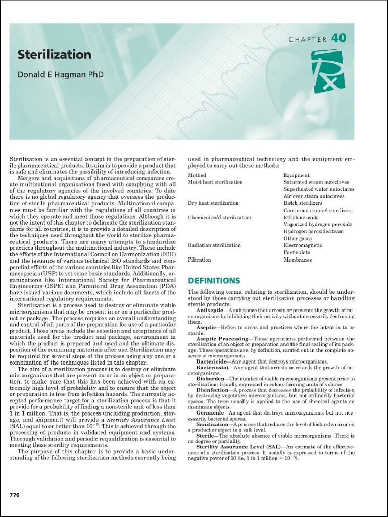 Remington Chapter 40 Sterilization | PDF | Sterilization (Microbiology) | Steam