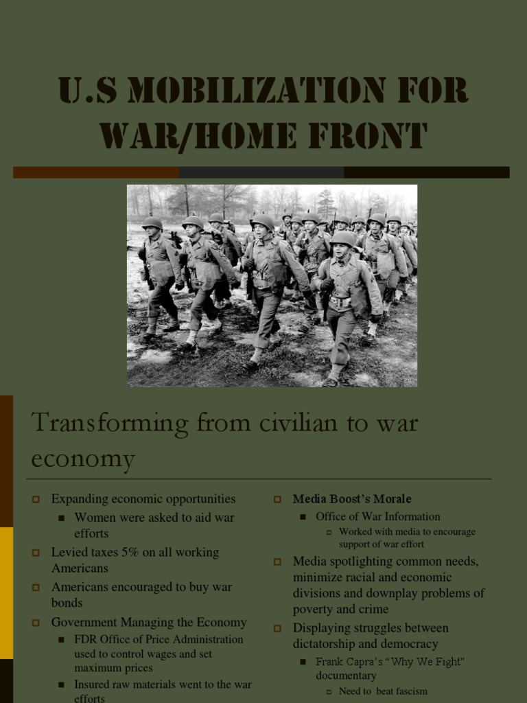 U.S Mobilization For War/Home Front | PDF | Franklin D. Roosevelt ...