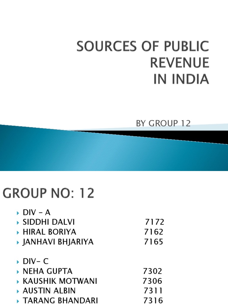 Sources of Public Revenue in India | PDF | Finance & Money Management