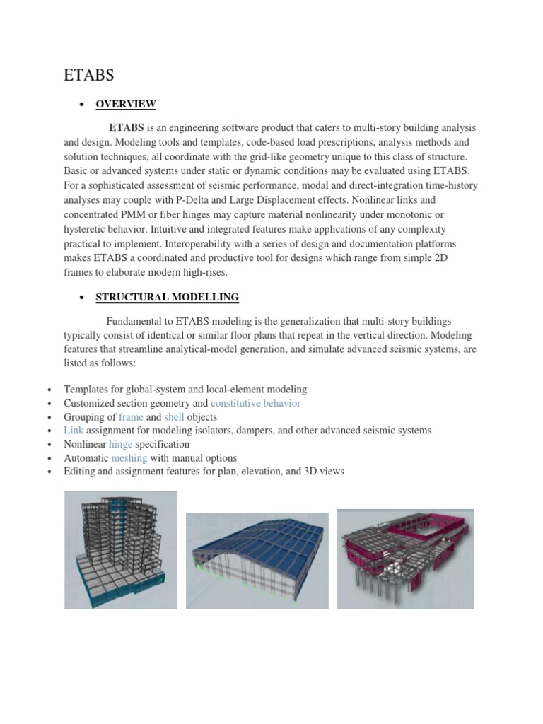 Etabs: ETABS Is An Engineering Software Product That Caters To Multi ...