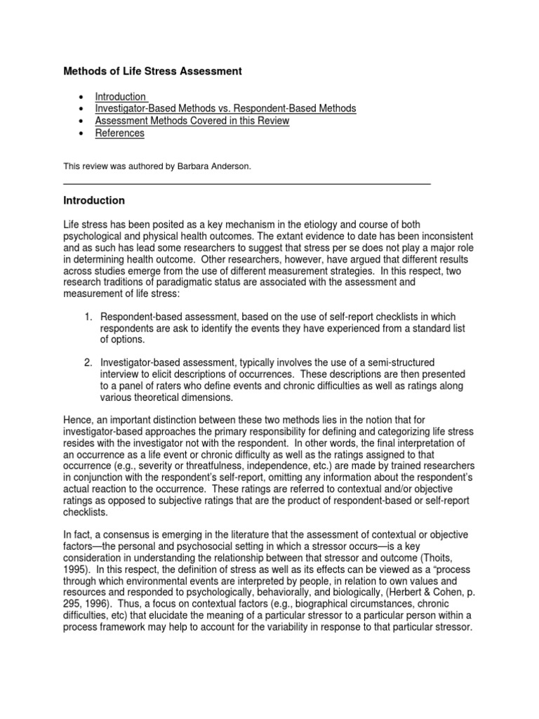 Life Stress | PDF | Stress (Biology) | Self Report Study