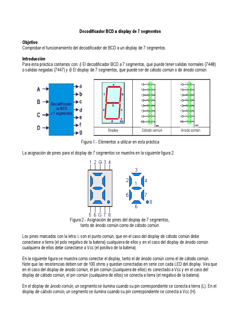 Decodificador BCD A 7 Segmentos | PDF | Cátodo | Ingenieria Eléctrica