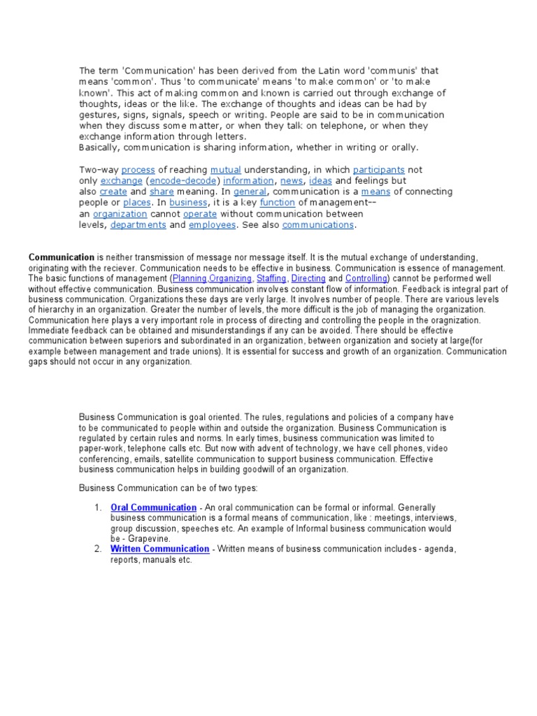 Communication Notes | PDF | Communication | Information