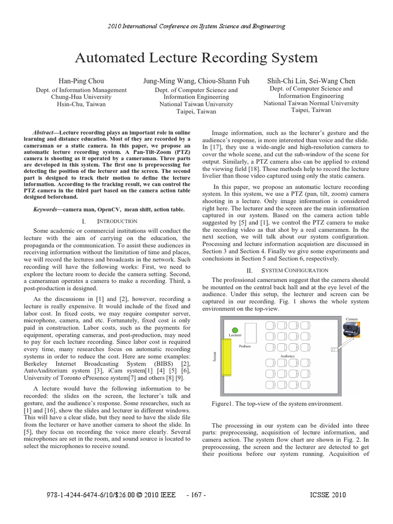 Automated Lecture Recording System Recording System | PDF | Computing And Information Technology ...