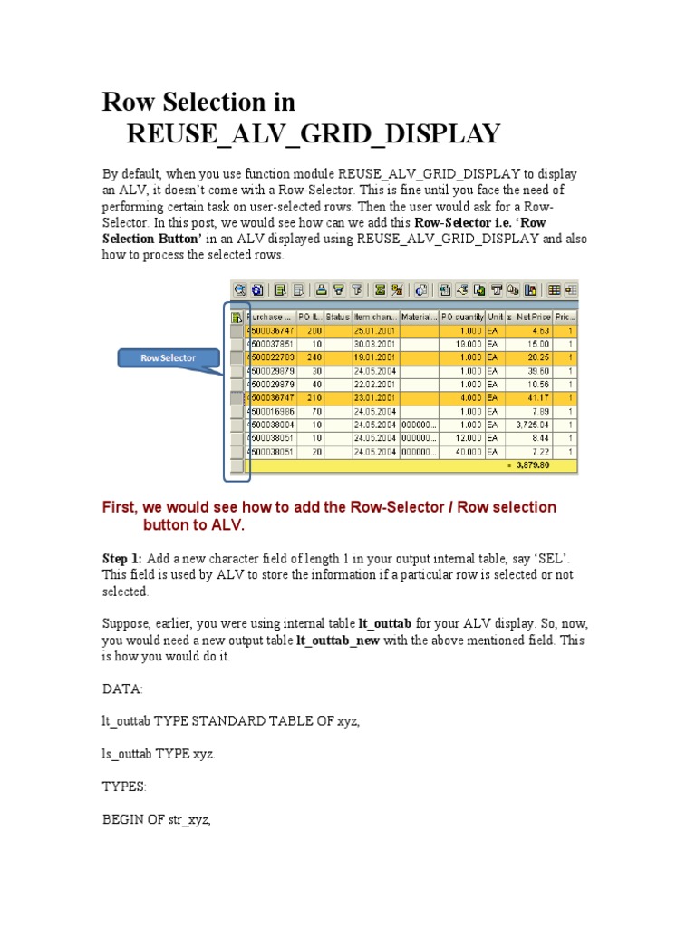 Row Selection in REUSE | Download Free PDF | Callback (Computer ...