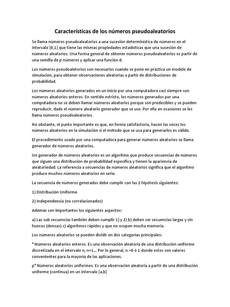 Números Pseudoaleatorios: Generación y Usos | PDF | Aleatoriedad ...