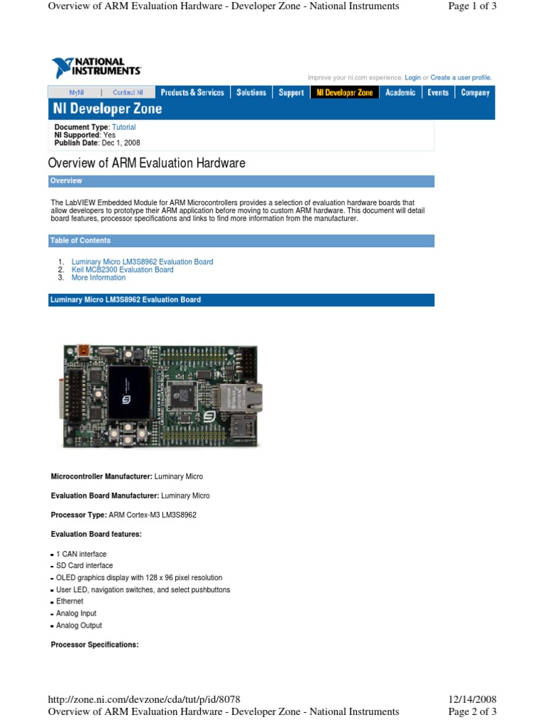Overview of ARM Evaluation Hardware | PDF | Microcontroller | Arm ...
