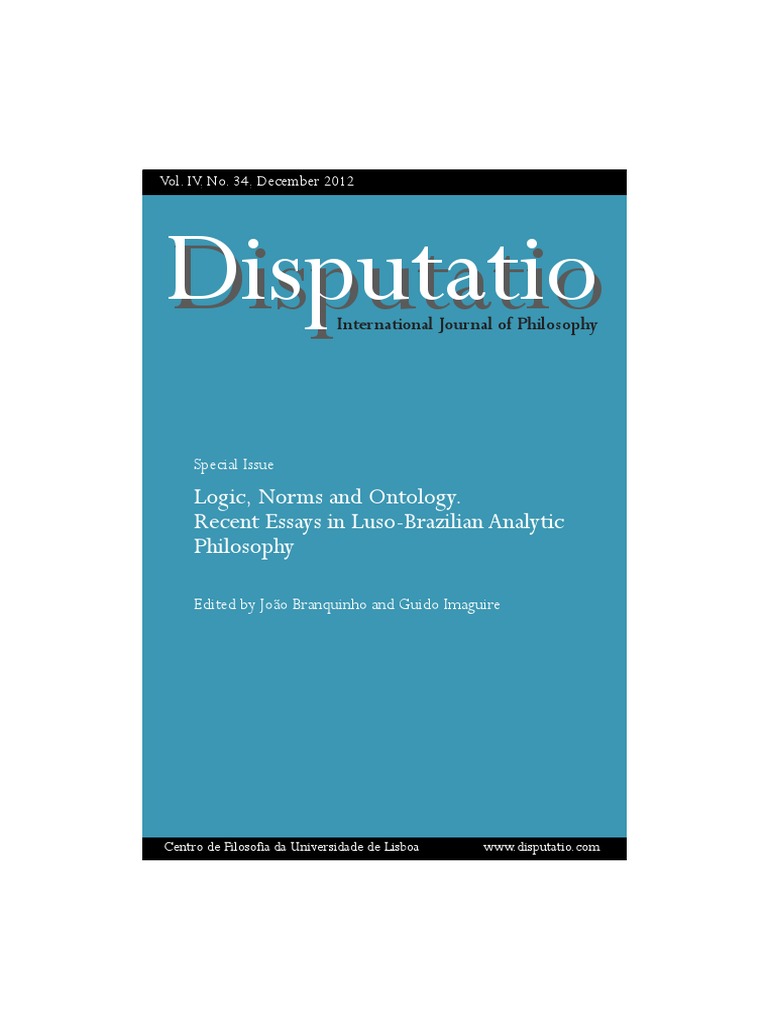 Disputatio Vol. IV No. 34 Logic Norms and Ontology2 | PDF | Axiom | Logic
