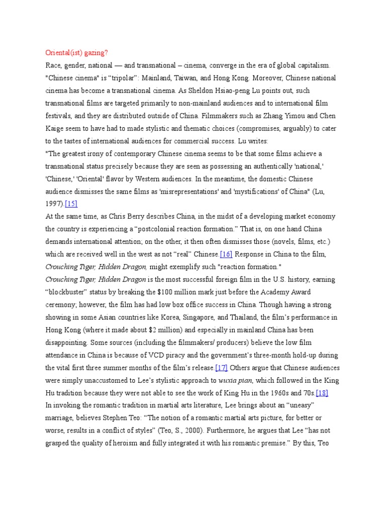 Transnational Dynamics in Chinese Cinema | PDF | Cinema Of China ...