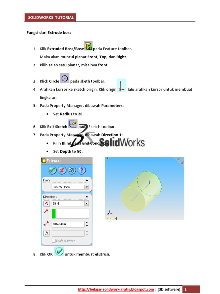 Extrude Boss-Solidworks | PDF