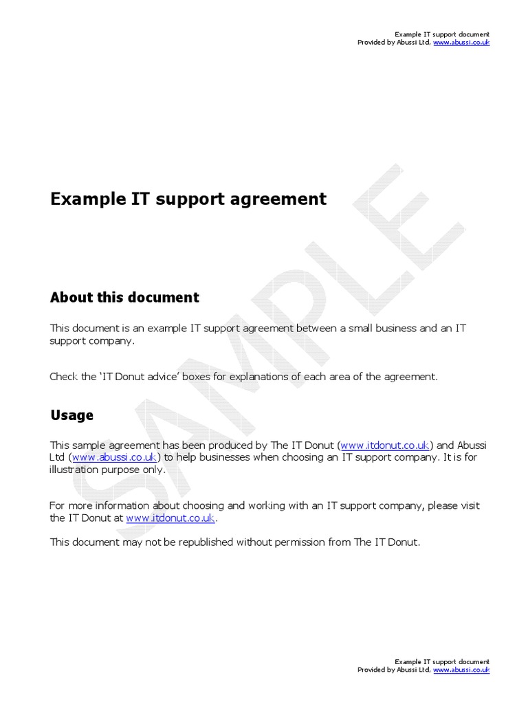 Sample It Support Agreement | PDF