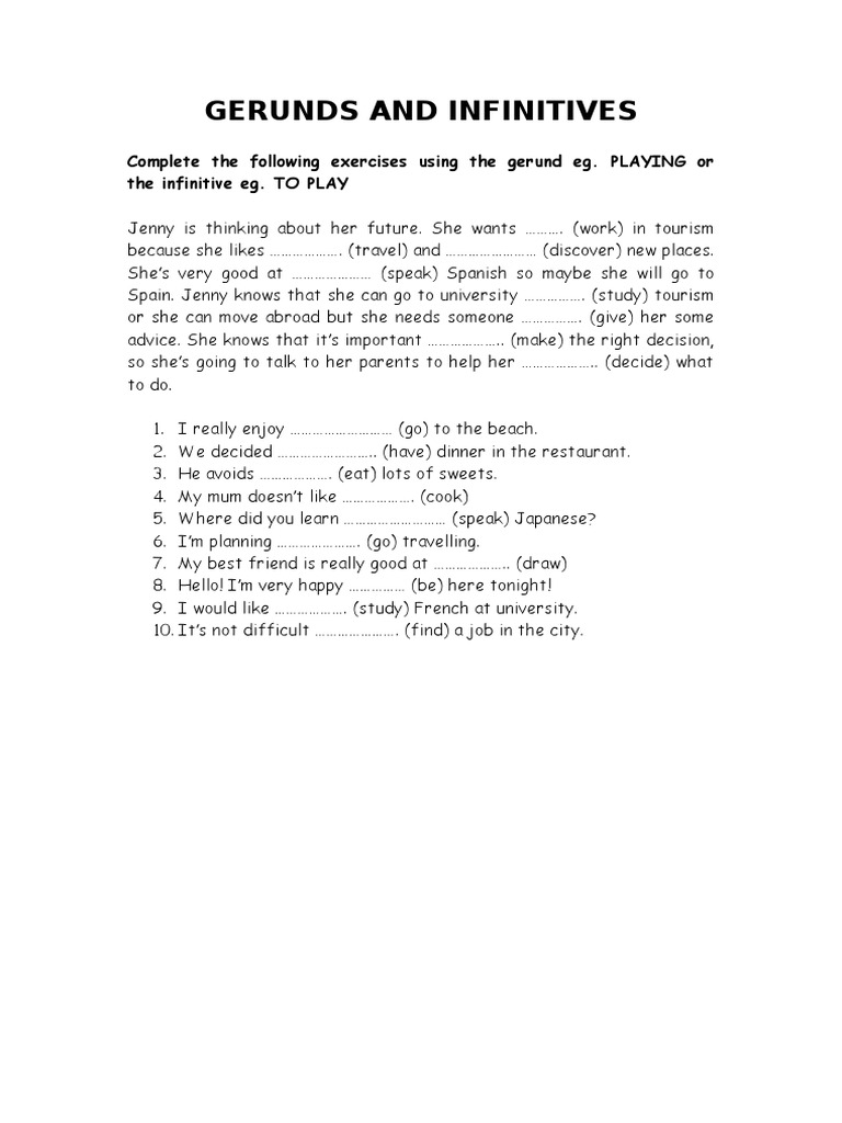 Gerund and Infinitive b1 | PDF