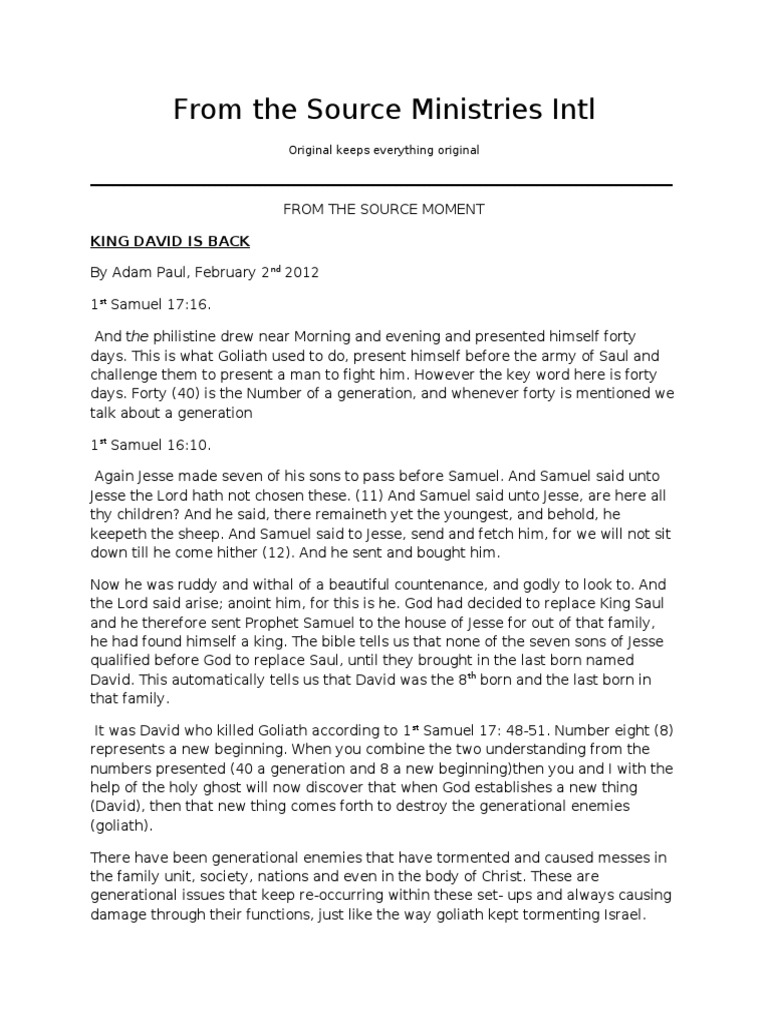 From The Sorce Moment | PDF | David | Samuel