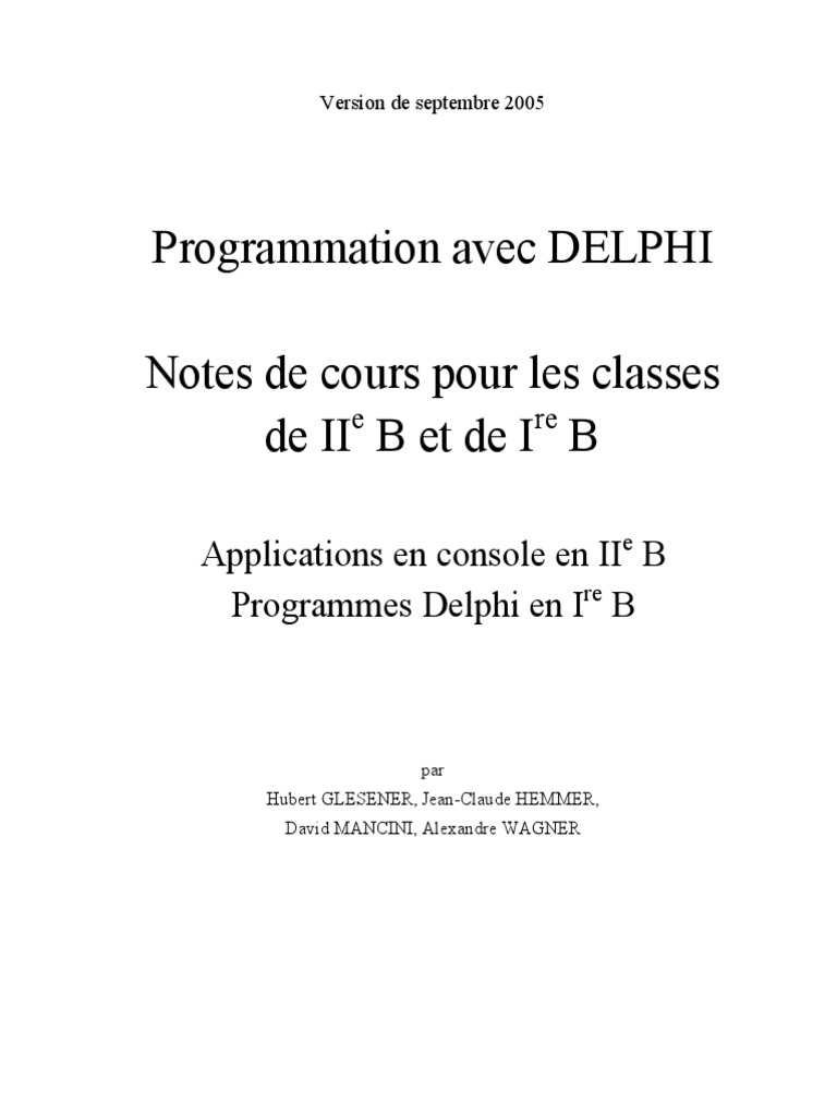 Programmation Avec DELPHI | PDF