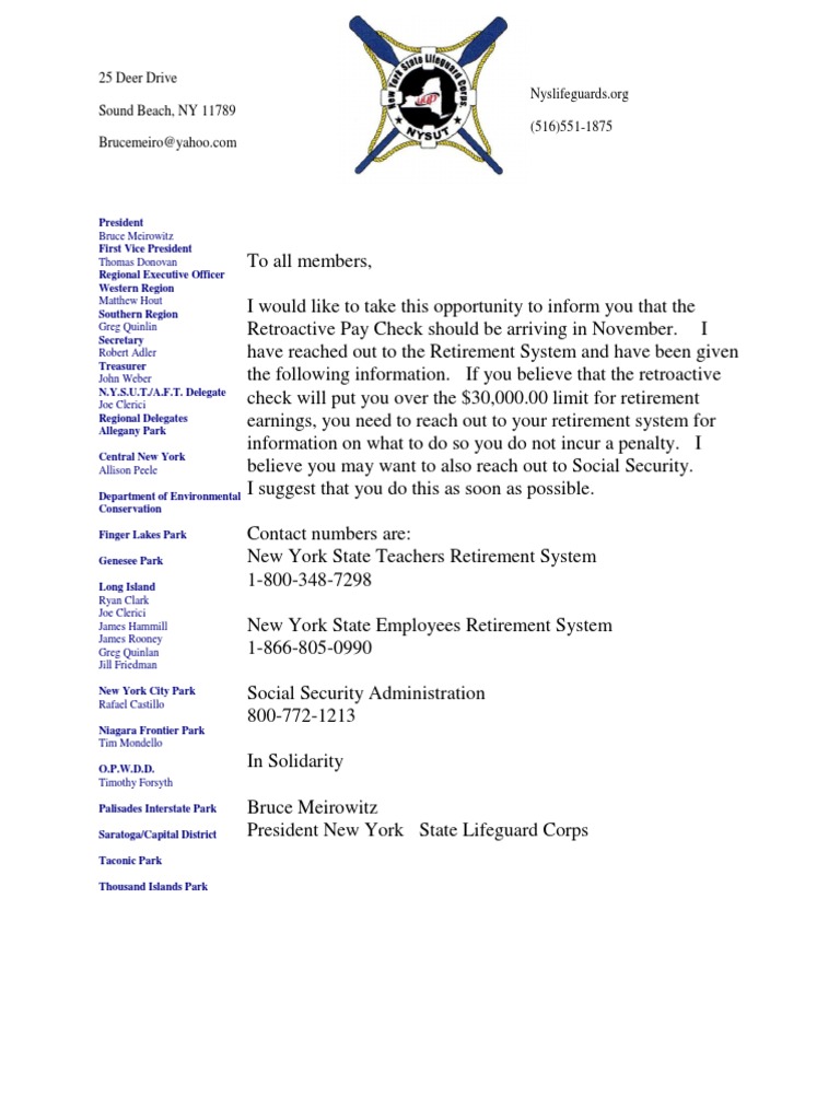 Retirement Retroactive Letter | PDF