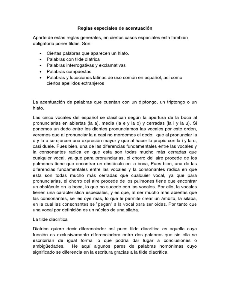 Casos especiales de acentuación | PDF | Artes del Lenguaje y Comunicación