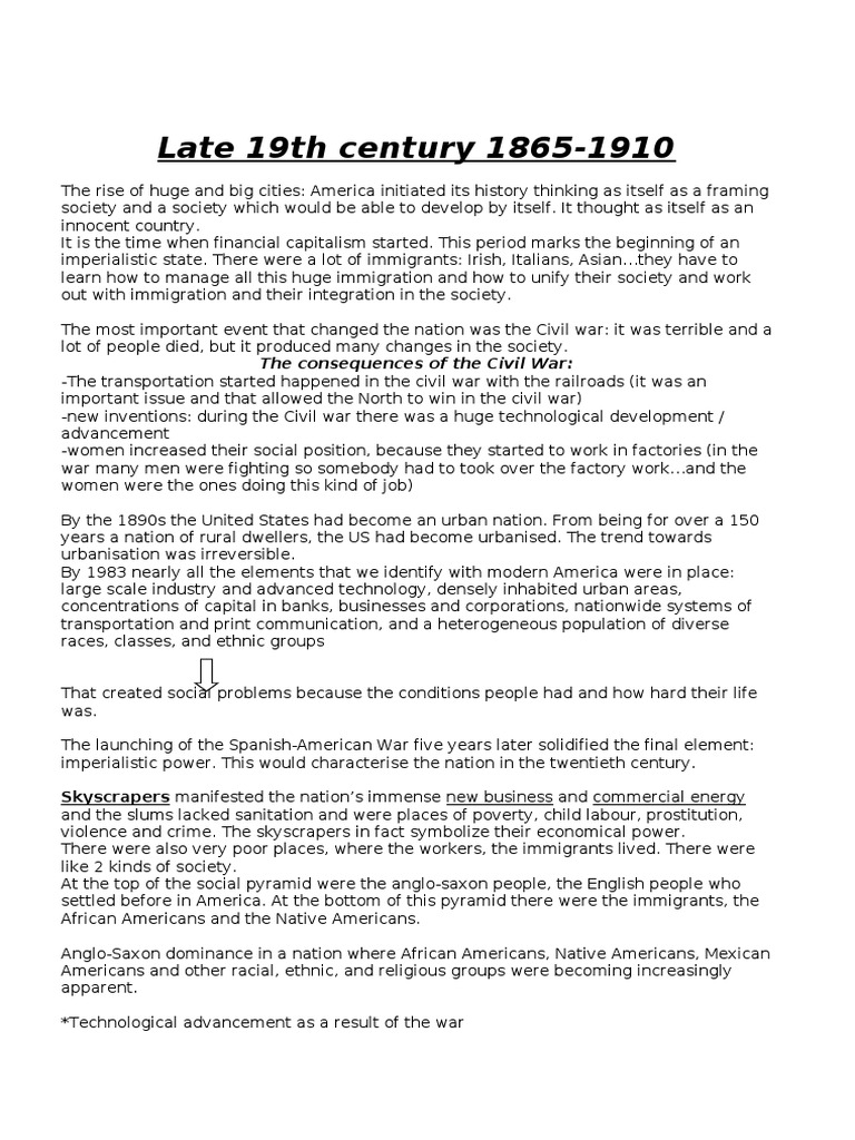 1-The Late 19th Century | PDF | The United States | Urbanization