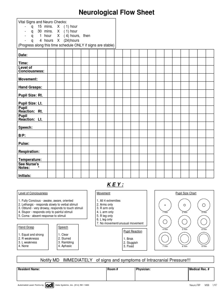 Vital Signs Flow Sheet