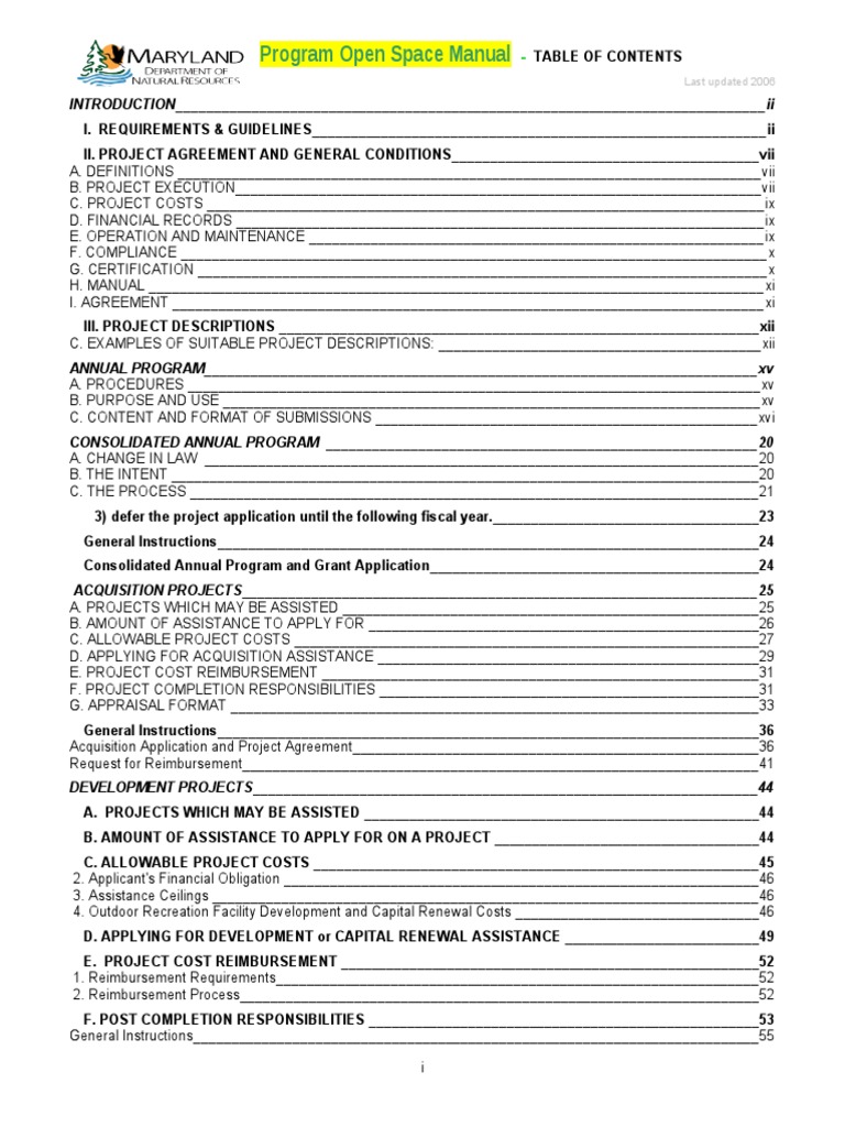 Program Open Space Manual: Last Updated 2006 | PDF | Americans With ...