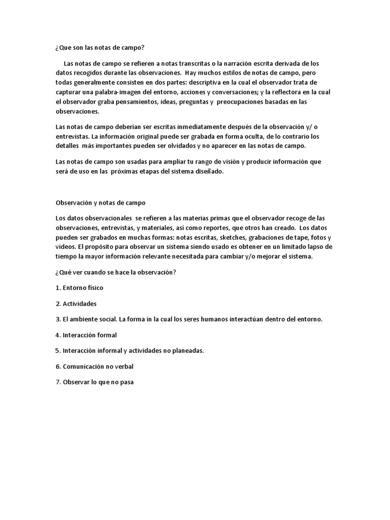 Que Son Las Notas de Campo | PDF | Información | Epistemología
