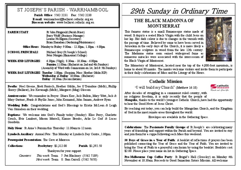 29th Sunday in Ordinary Time | PDF | Mass (Liturgy) | Eucharist