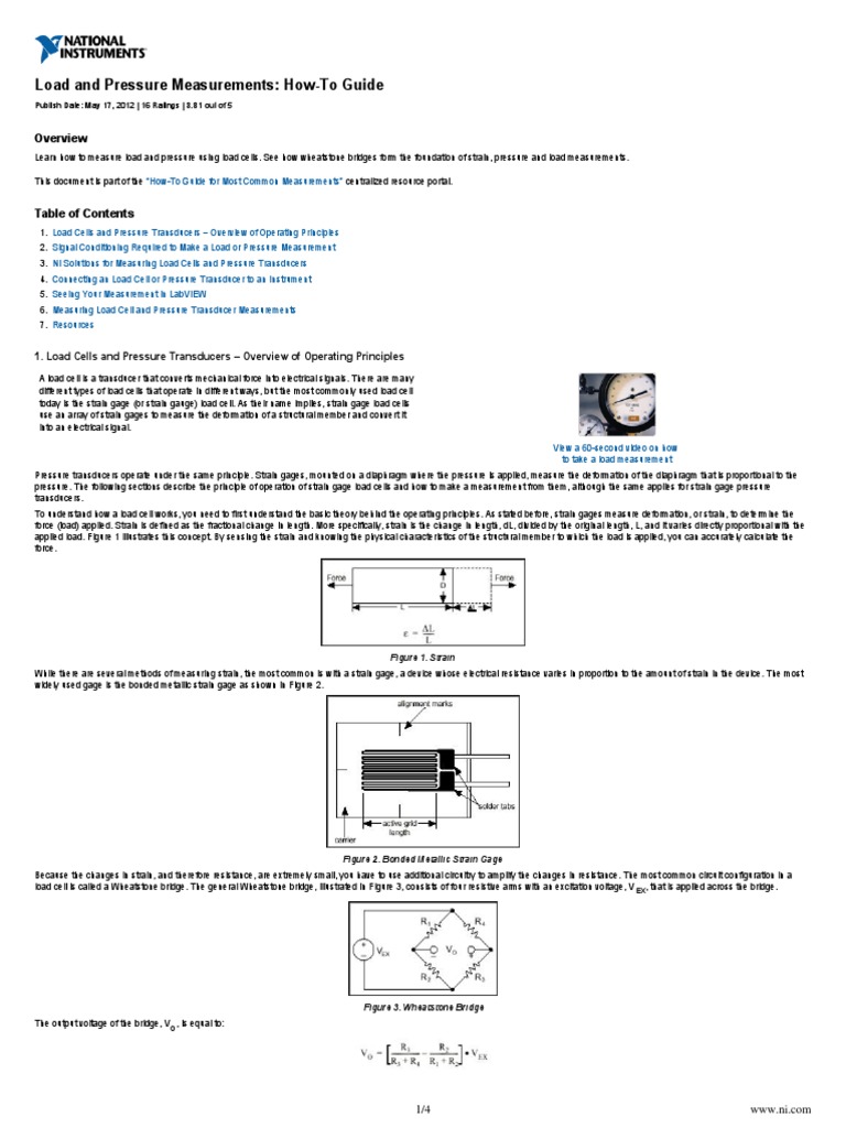 NI Tutorial Loads and Pressure Measurements | PDF | Amplifier ...