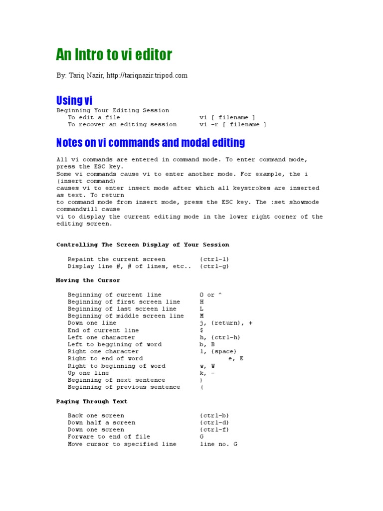 Introduction to Vi Editor | Computer Data | Software