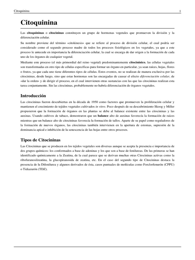 Citoquinina PDF | PDF | Botánica | Fisiología de las plantas