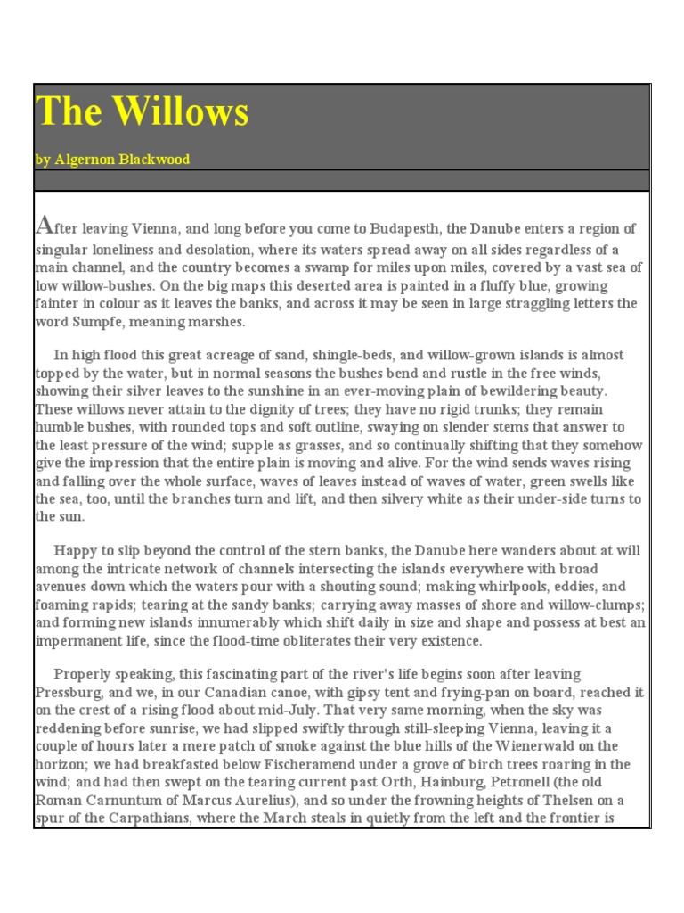 The Willows: by Algernon Blackwood | PDF | Wound | Sea