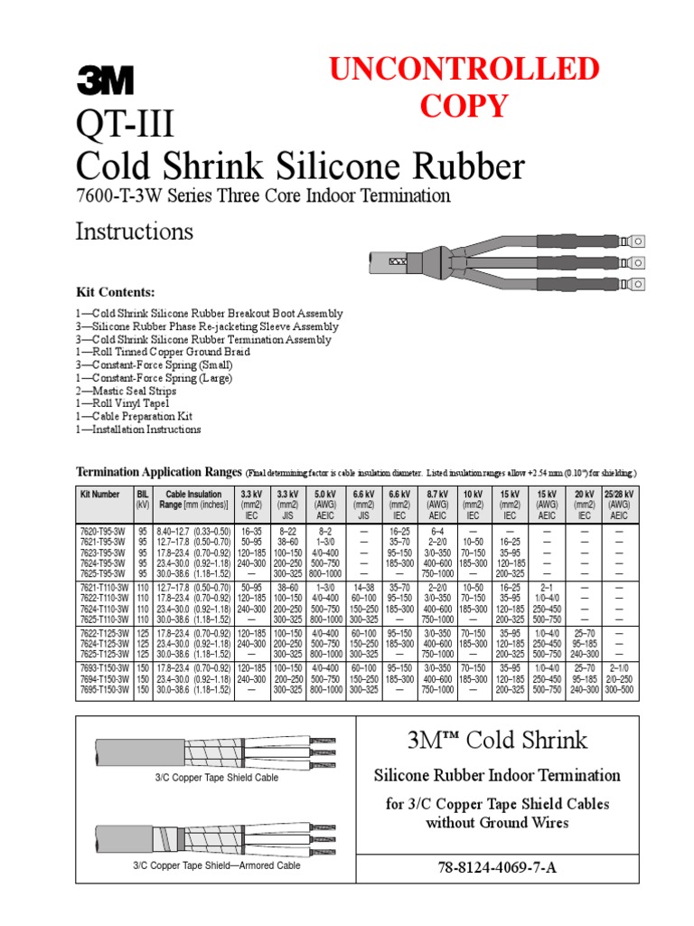 3M Cable Termination Installation Instruction | PDF | Cable | Electrical Connector