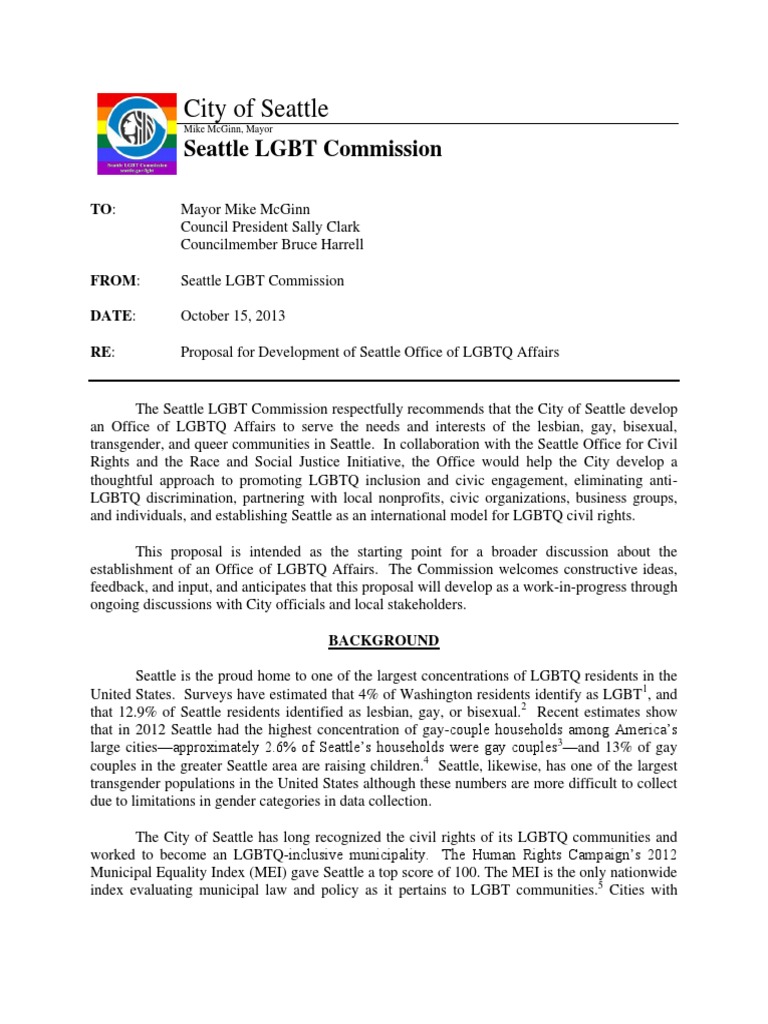 Seattle LGBT Commission - Proposal For Office of LGBTQ Affairs | PDF ...