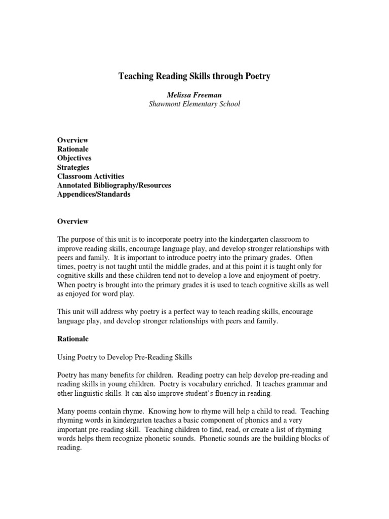 Poem | PDF | Reading (Process) | Poetry