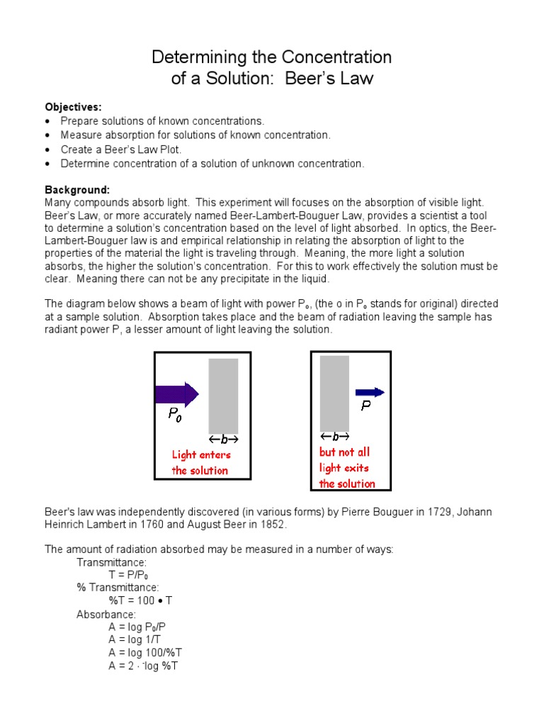 Lab Beers Law | Download Free PDF | Physical Chemistry | Physical Sciences
