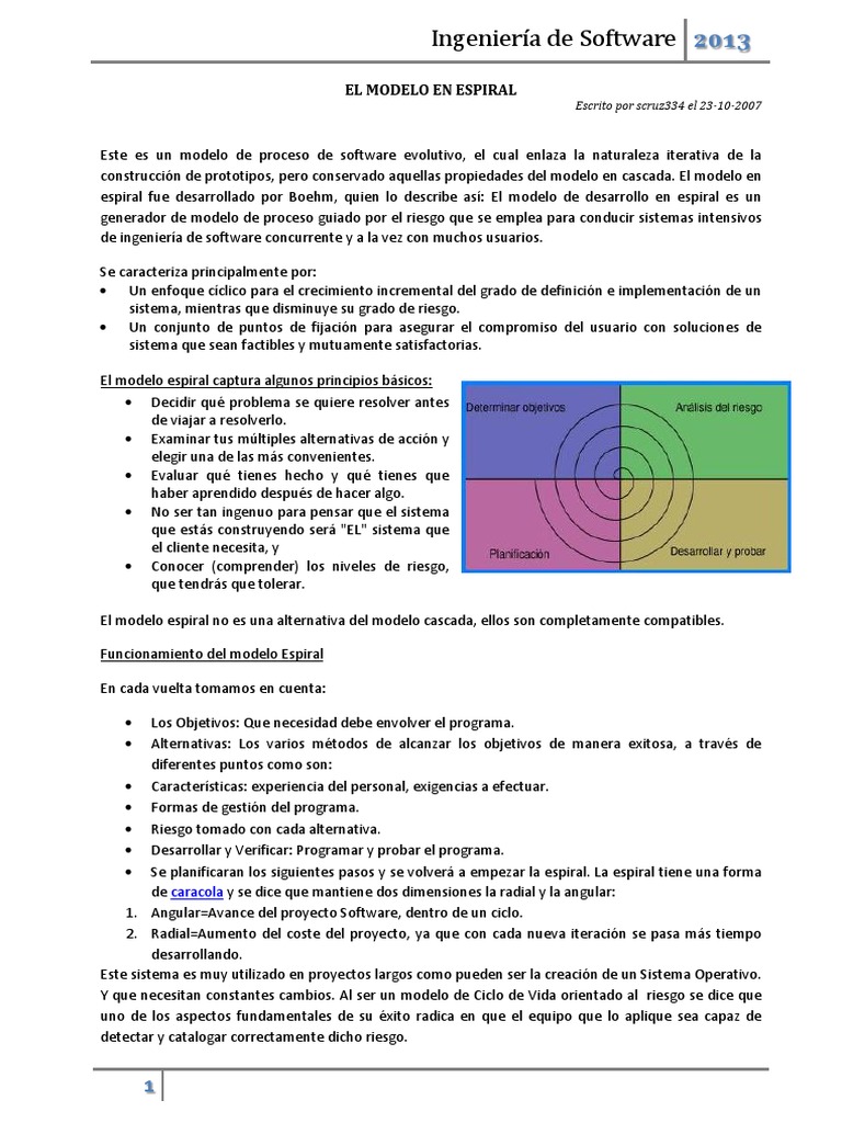 El Modelo en Espiral | PDF | Software | Ingeniería de software