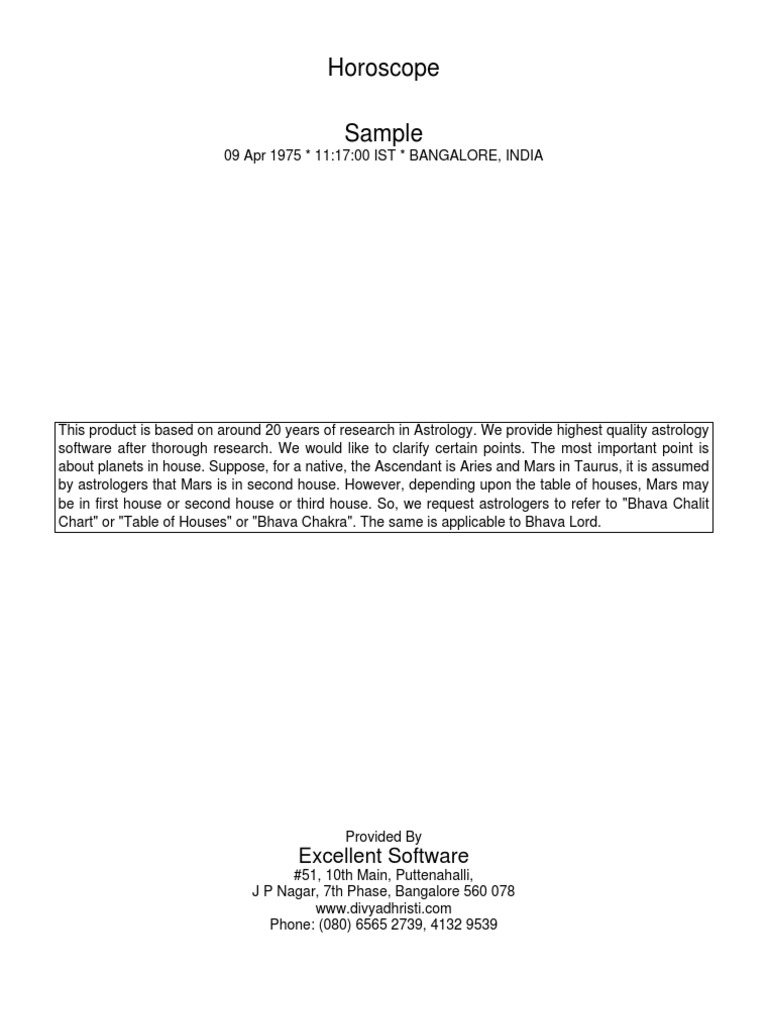 Sample Horoscope1 | PDF | Planets In Astrology | Planets