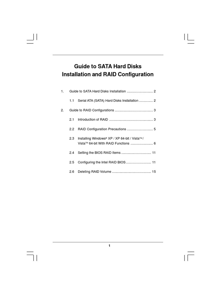 Guide To SATA Hard Disks Installation and RAID Configuration | PDF ...