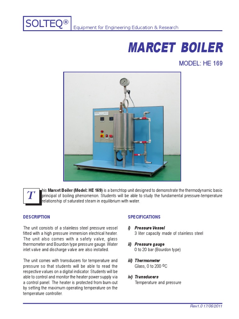 Marcet Boiler | PDF | Boiler | Pressure Measurement
